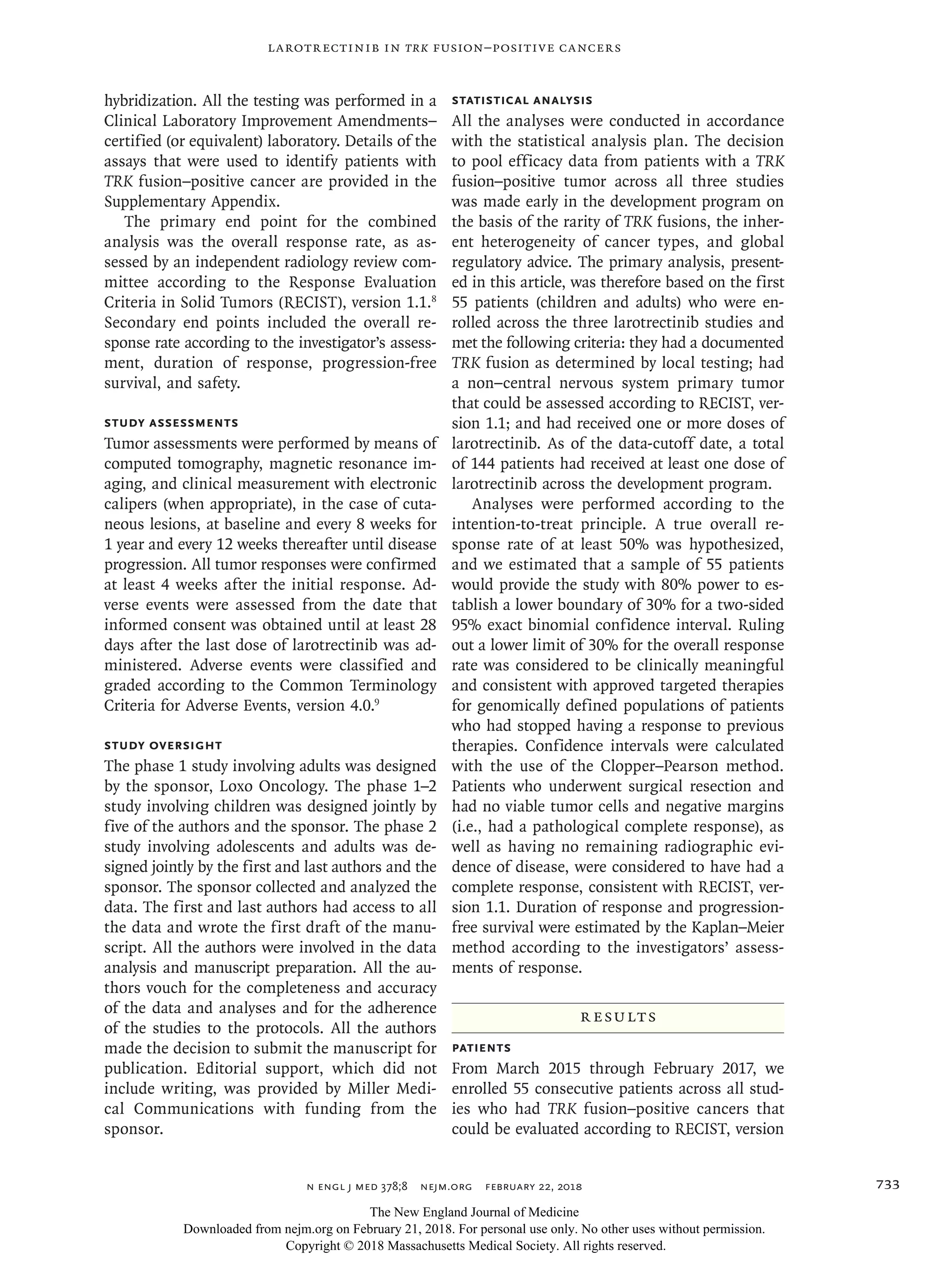 Larotrectinib, fase 1 2, nejm febrero 2018 | PDF