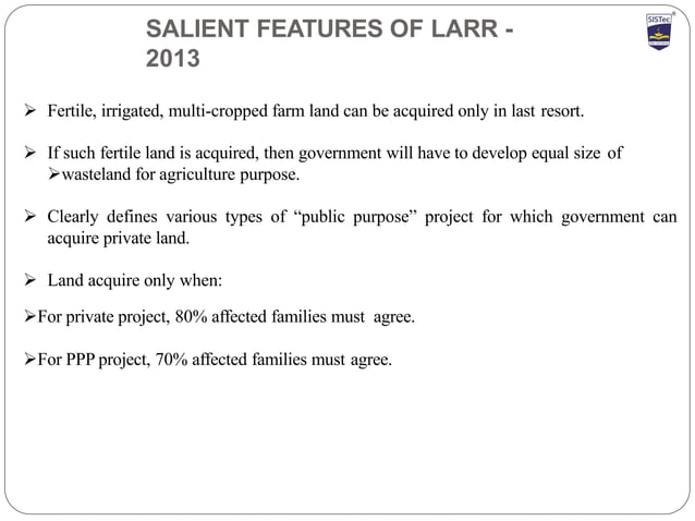 LARR act2013--.pptx | Agriculture | Industries