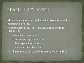 Larry farrell in entrepreneurship Special Report | PPT