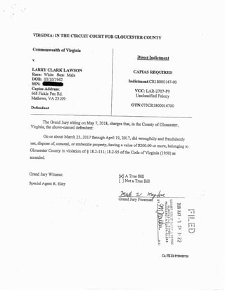 Larry Clark Lawson aka Gloucester County, Va. School Bus Garage Thief | PDF