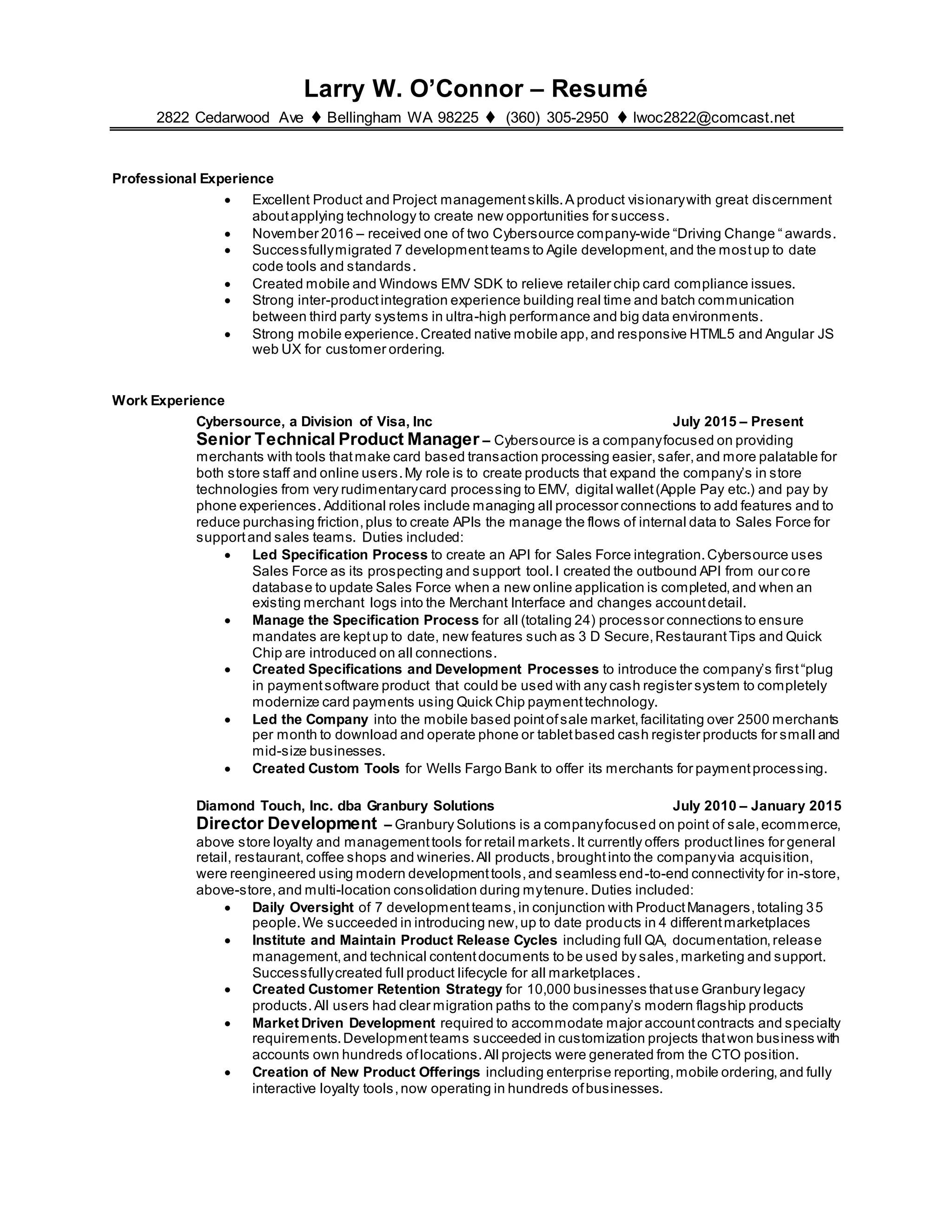 Larry OConnor resume | DOCX