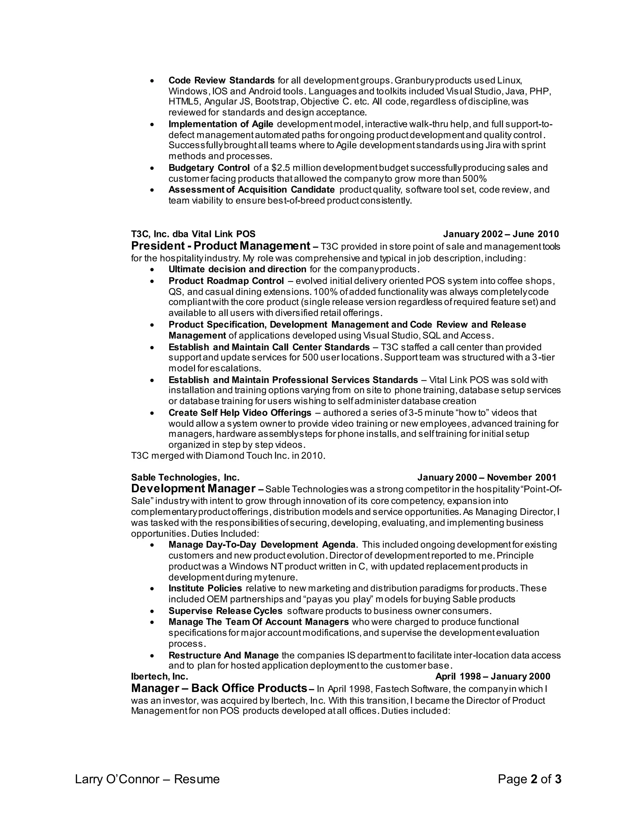 Larry OConnor resume | DOCX