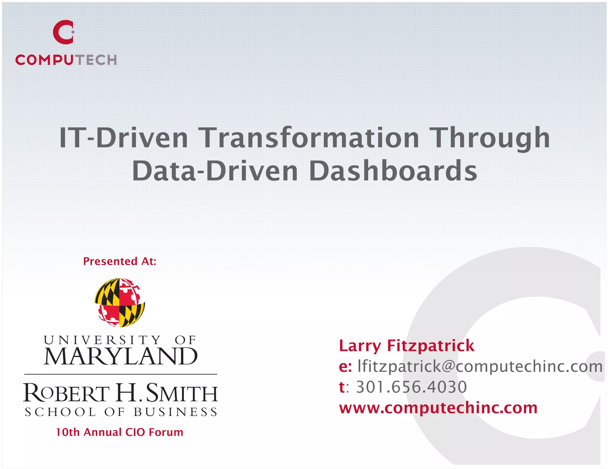 Presentation On Data Driven Dashboards Ppt