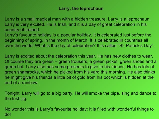 Larry the leprechaun_-_story | PPT