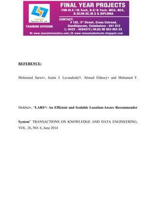 Lars an efficient and scalable location-aware recommender system | PDF