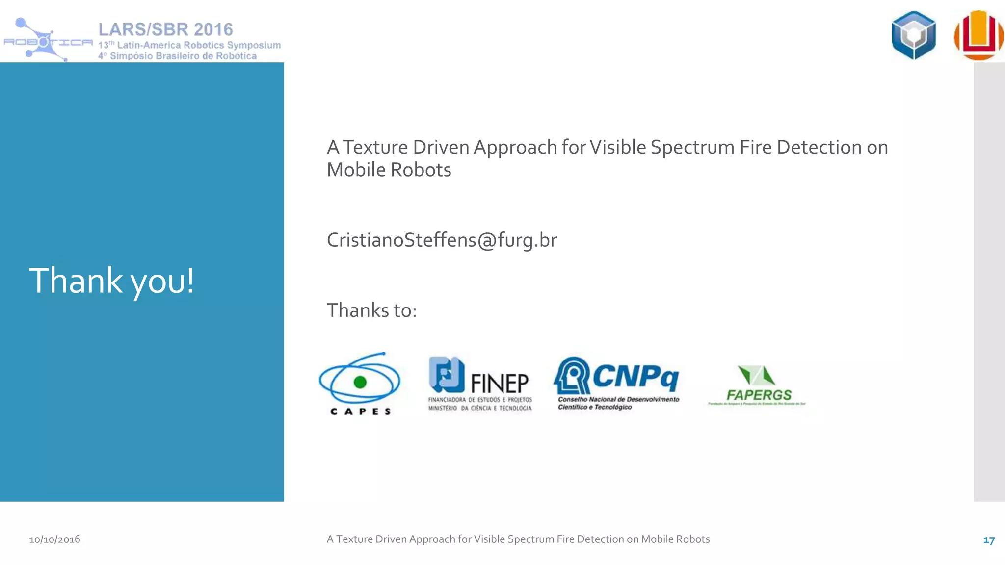 Lars 2016 A Texture Driven Approach for Visible Spectrum Fire Detection ...