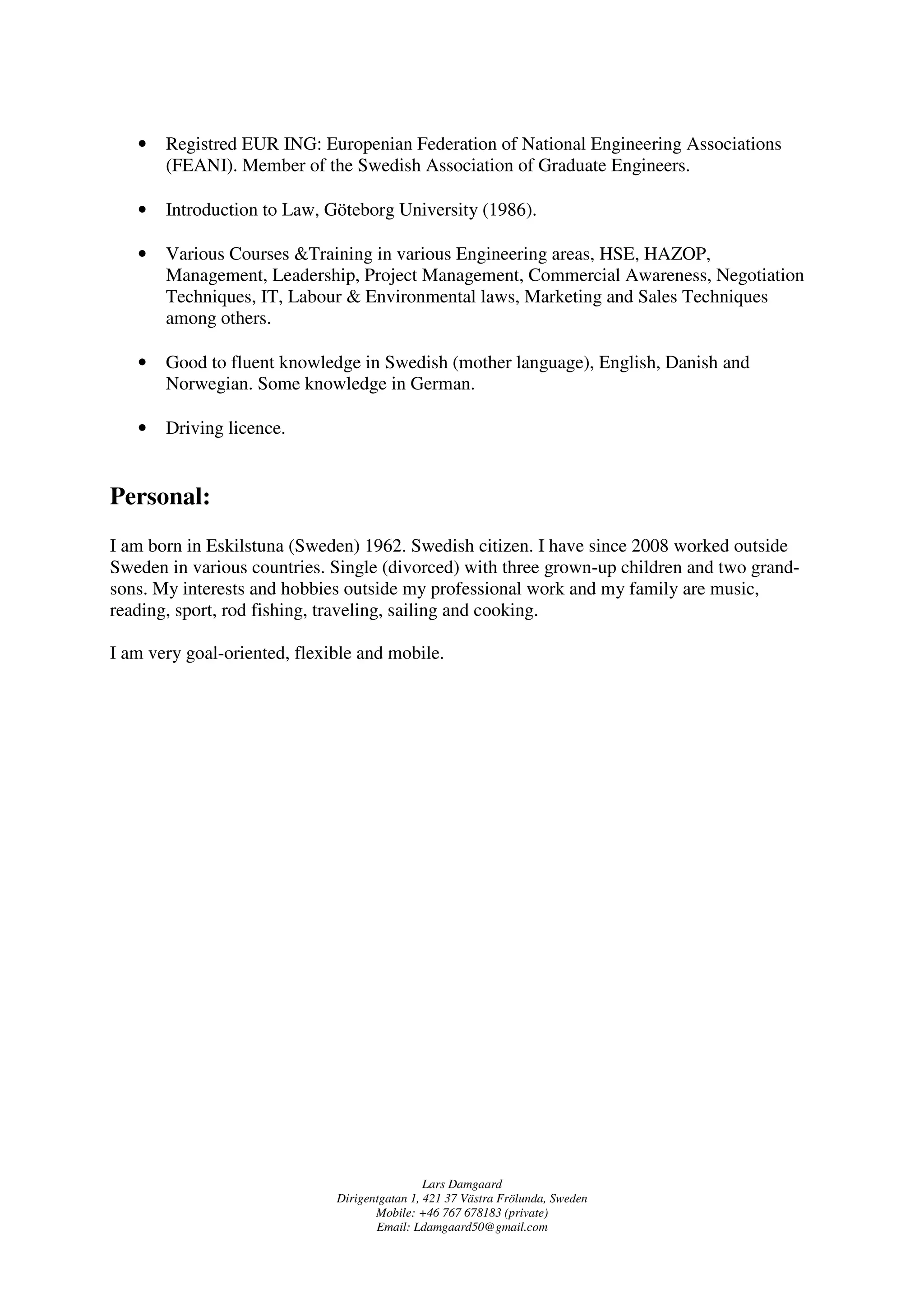 Lars damgaard cv april 2016 | PDF