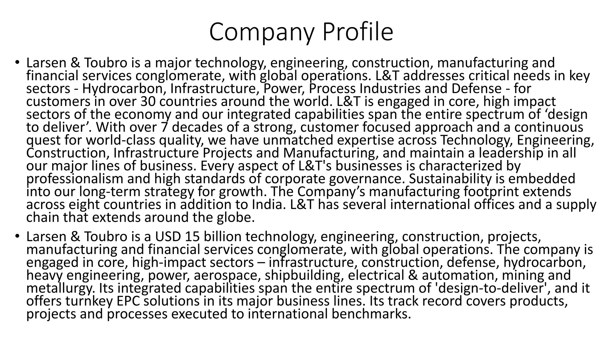 Larsen & Tubro Ltd. | PPTX