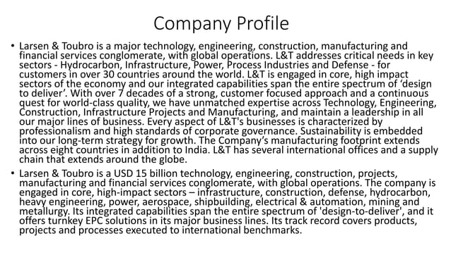 Larsen & Tubro Ltd. | PPTX | Large Business | Business