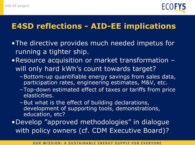 From theory based policy evaluation to smart policy design: lessons ...
