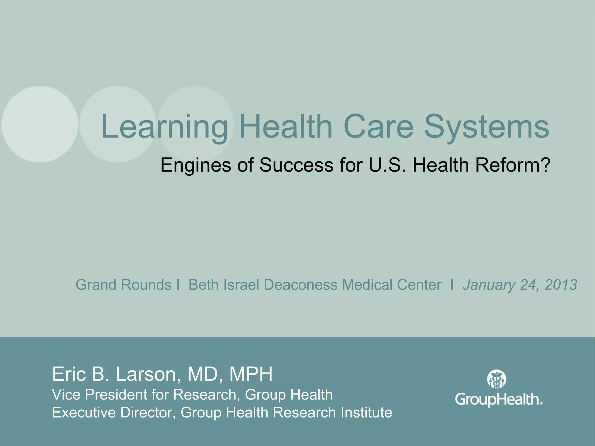 Learning Health Care Systems | PPT