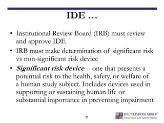 Overview of FDA Regulation of Devices & Diagnostics | PPT