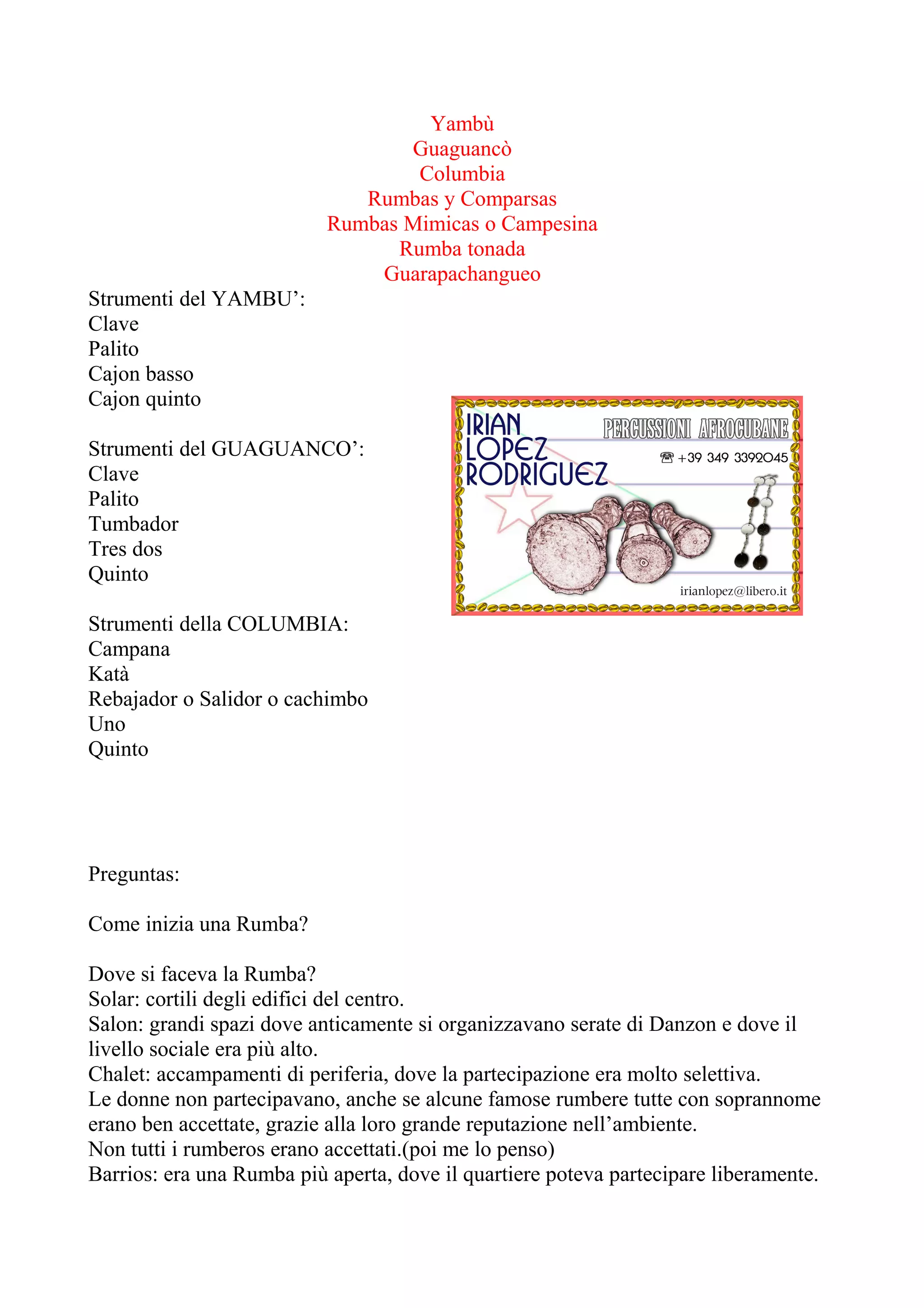 La rumba cubana | DOC