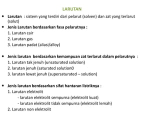 Larutan dan teknik pelarutan sampel revisi copy | PPTX