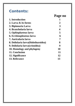 Larval forms of echinoderms | PDF