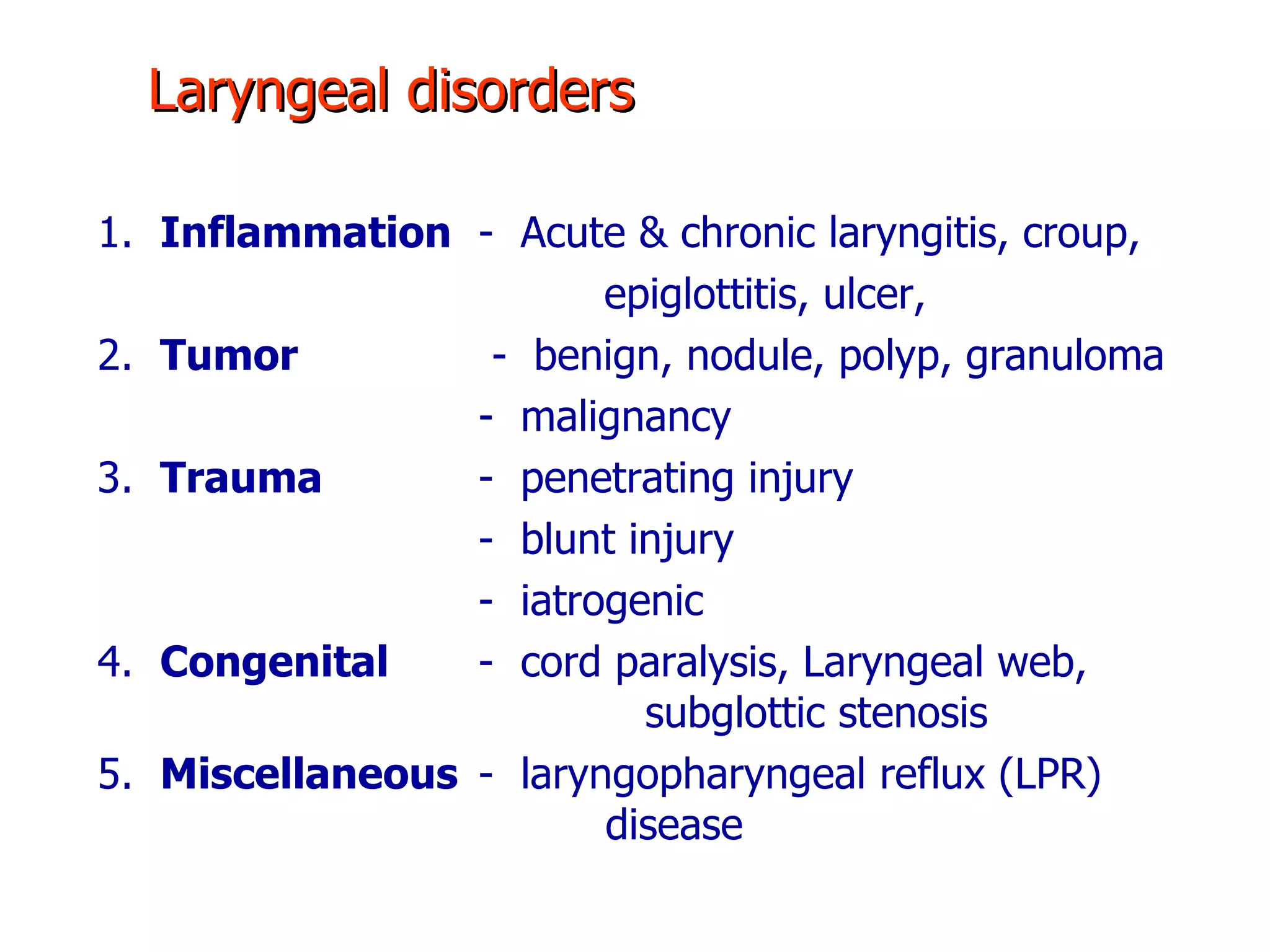 Laryngeal Disorders | PPT