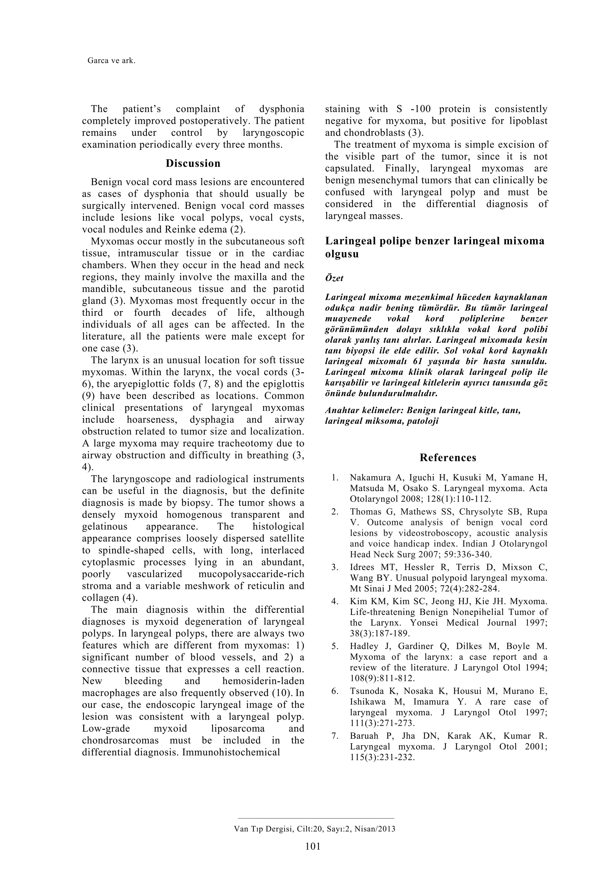 Laryngeal myxoma resembling a laryngeal polyp | PDF | Ear, Nose and ...