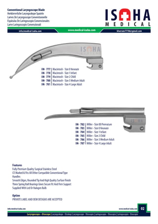 Laryngoscope-Otoscope Product Catalogue pdf - medical-isaha.com