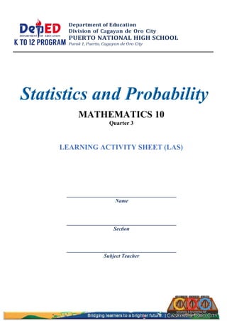 LEARNING ACTIVITY SHEET FOR MATH10 3RD Q | PDF