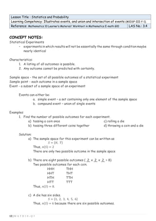 LEARNING ACTIVITY SHEET FOR MATH10 3RD Q | PDF