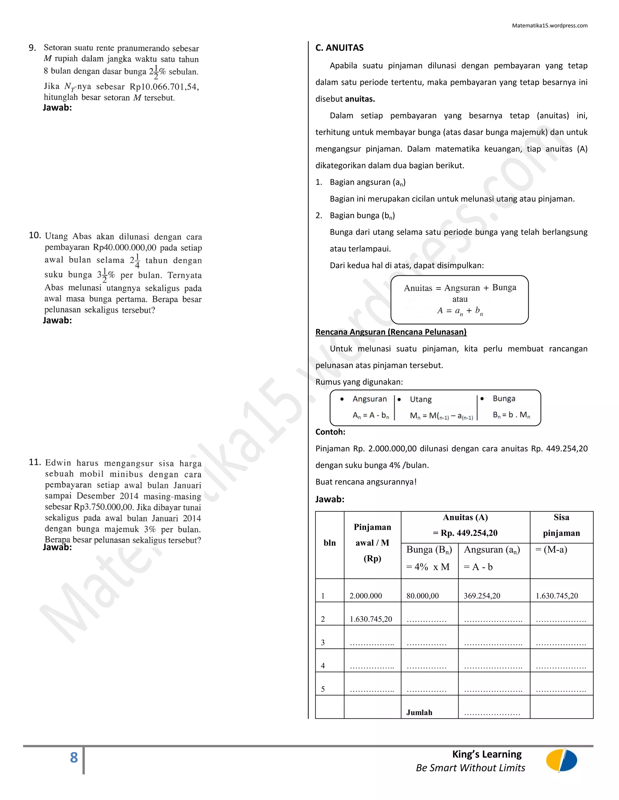 Las p-matematika-keuangan-bunga-majemuk-angsuran-anuitas | PDF