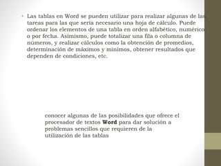 Las tablas EN WORD | PPTX