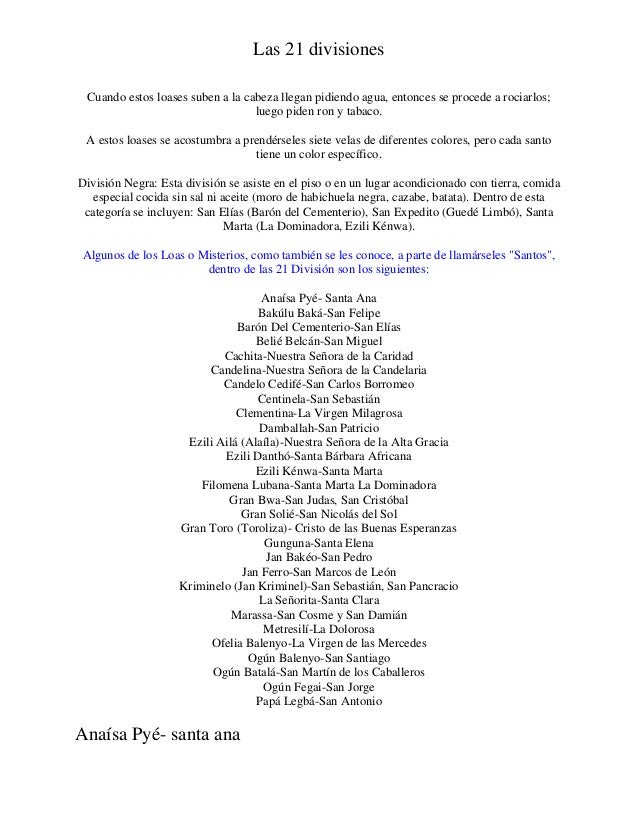 Las 21 divisiones