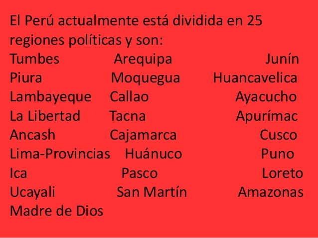 Las 25 regiones del peru