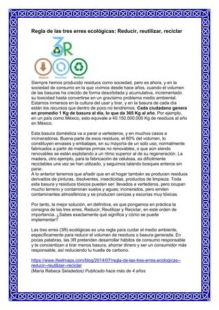 Las 3R : reciclar, reutilizar y reducir. | PDF