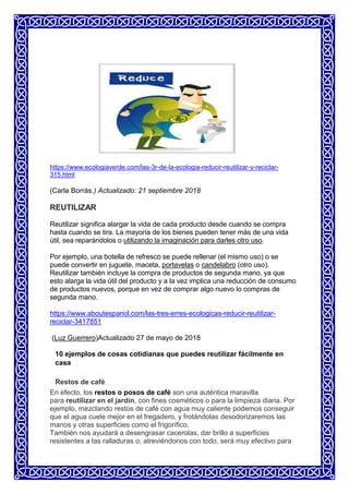 Las 3R : reciclar, reutilizar y reducir. | PDF
