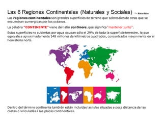 Las 6 regiones continentales | DOCX