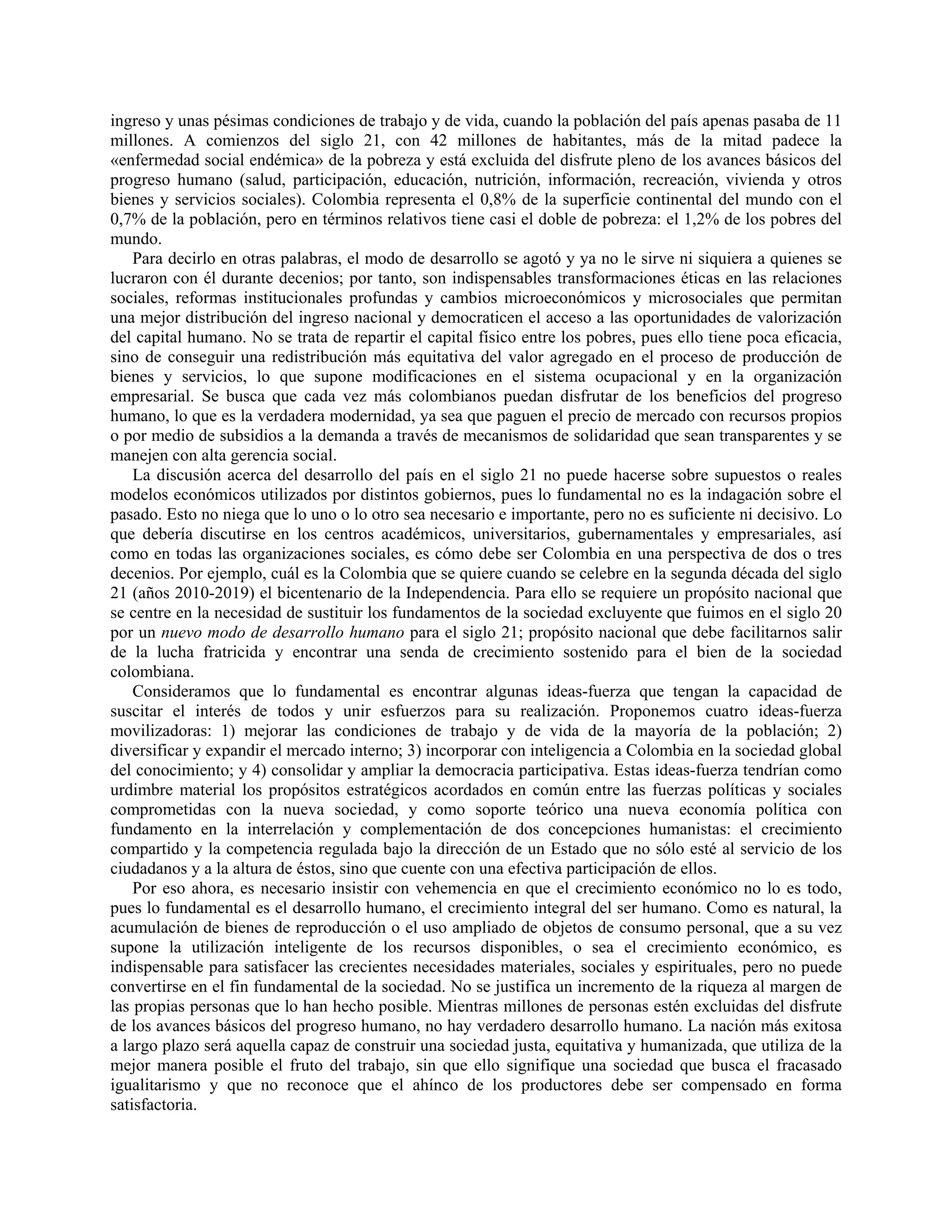 La salida un modo de desarrollo humano para la paz | PDF