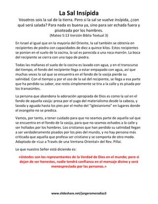 La sal insipida mat 5.13 | Christianity | Religion & Spirituality