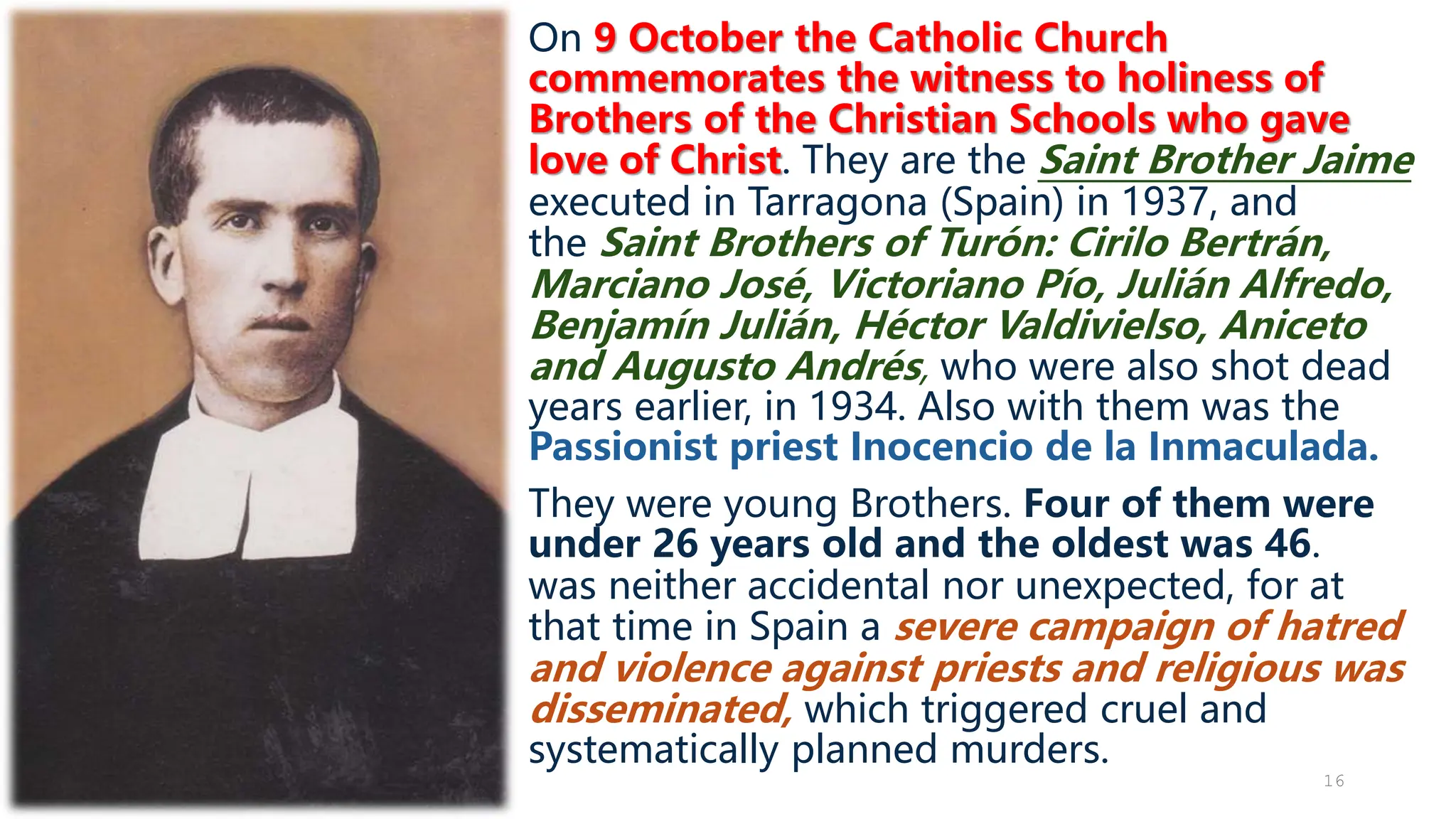 the life, vocation, and mission of the 3 la sallian saints | PPT