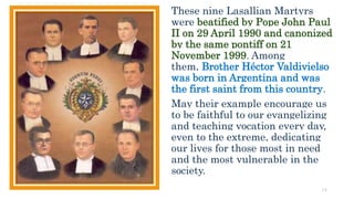 the life, vocation, and mission of the 3 la sallian saints | PPT