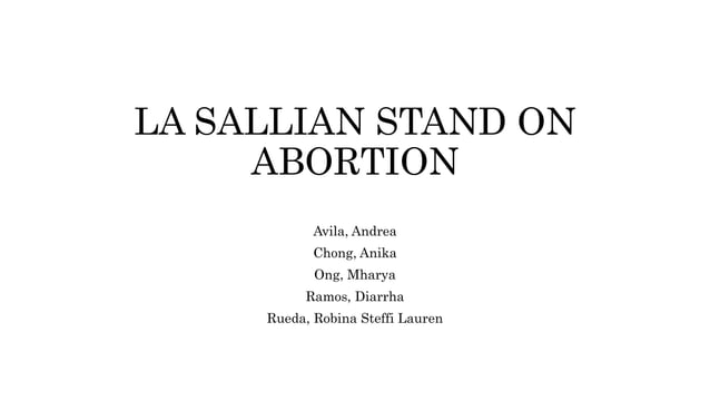 La sallian stand on abortion | PPT