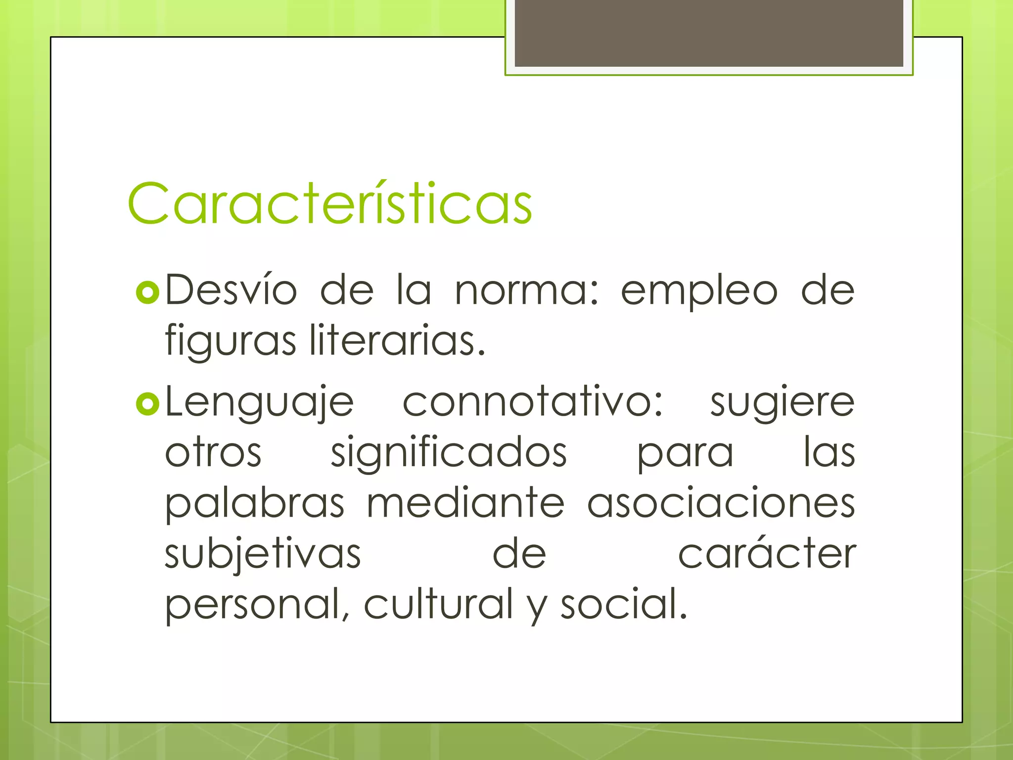 Las características del lenguaje literario en español | PPTX | Books ...