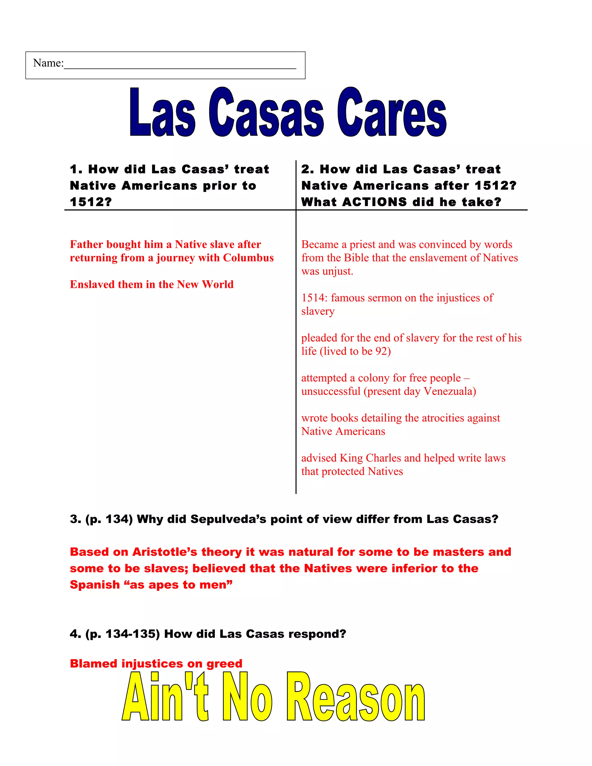 Las Casas Cares & Ain't No Reason | DOC | Crime & Harmful Acts to Individuals, Society & Human ...