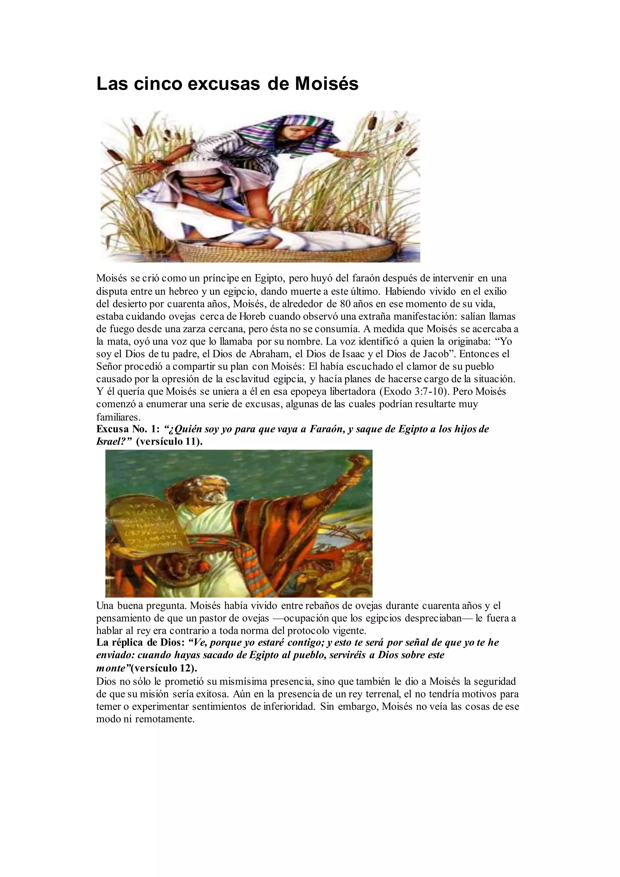 Las cinco excusas de moisés do egito e las 5 respuestas de dios a ...