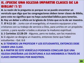 LAS CLASES BIBLICAS EN LA IGLESIA DE CRISTO | PDF