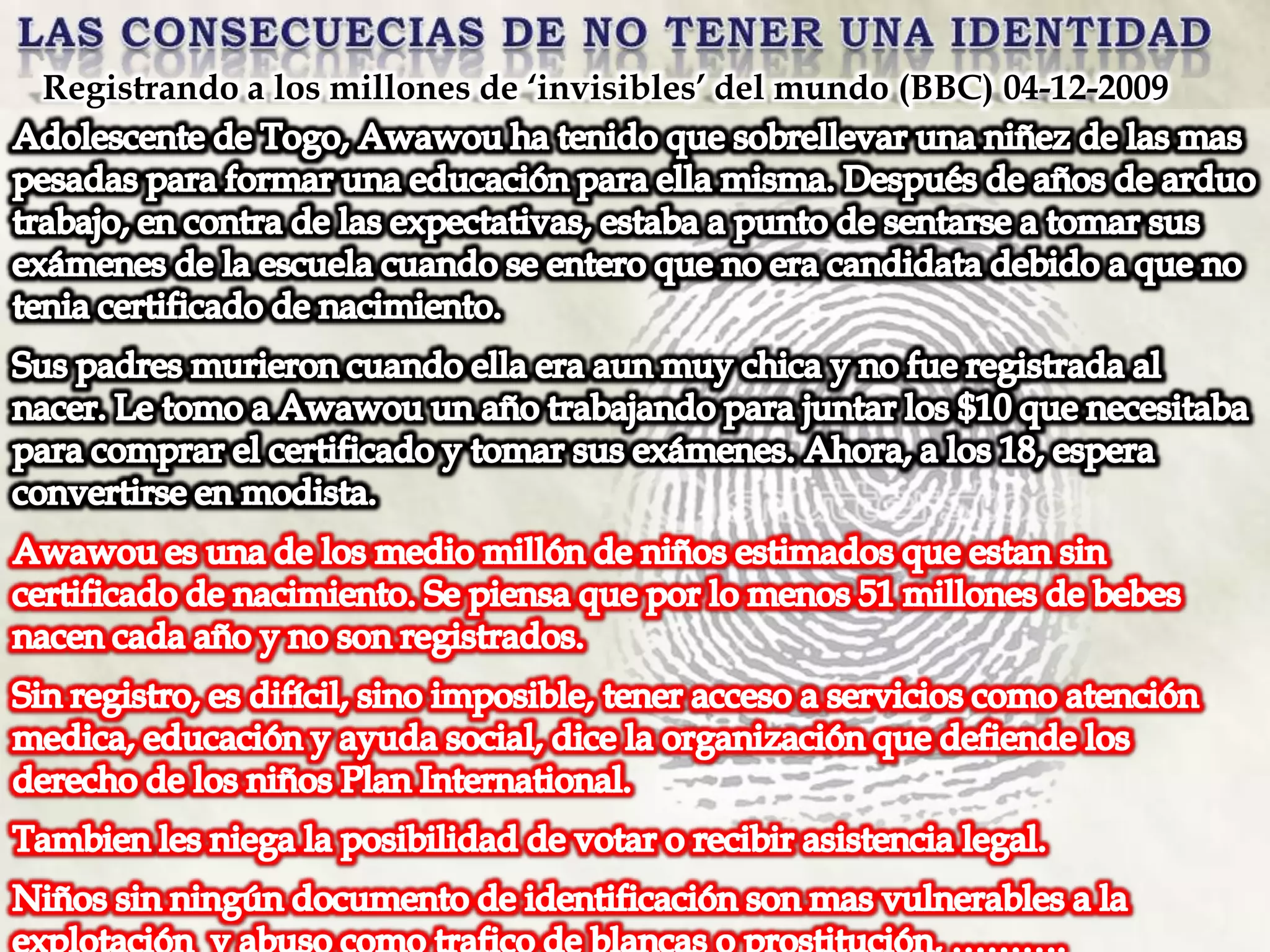 LAS CONSECUENCIAS DE LA FALTA DE IDENTIDAD | PPTX