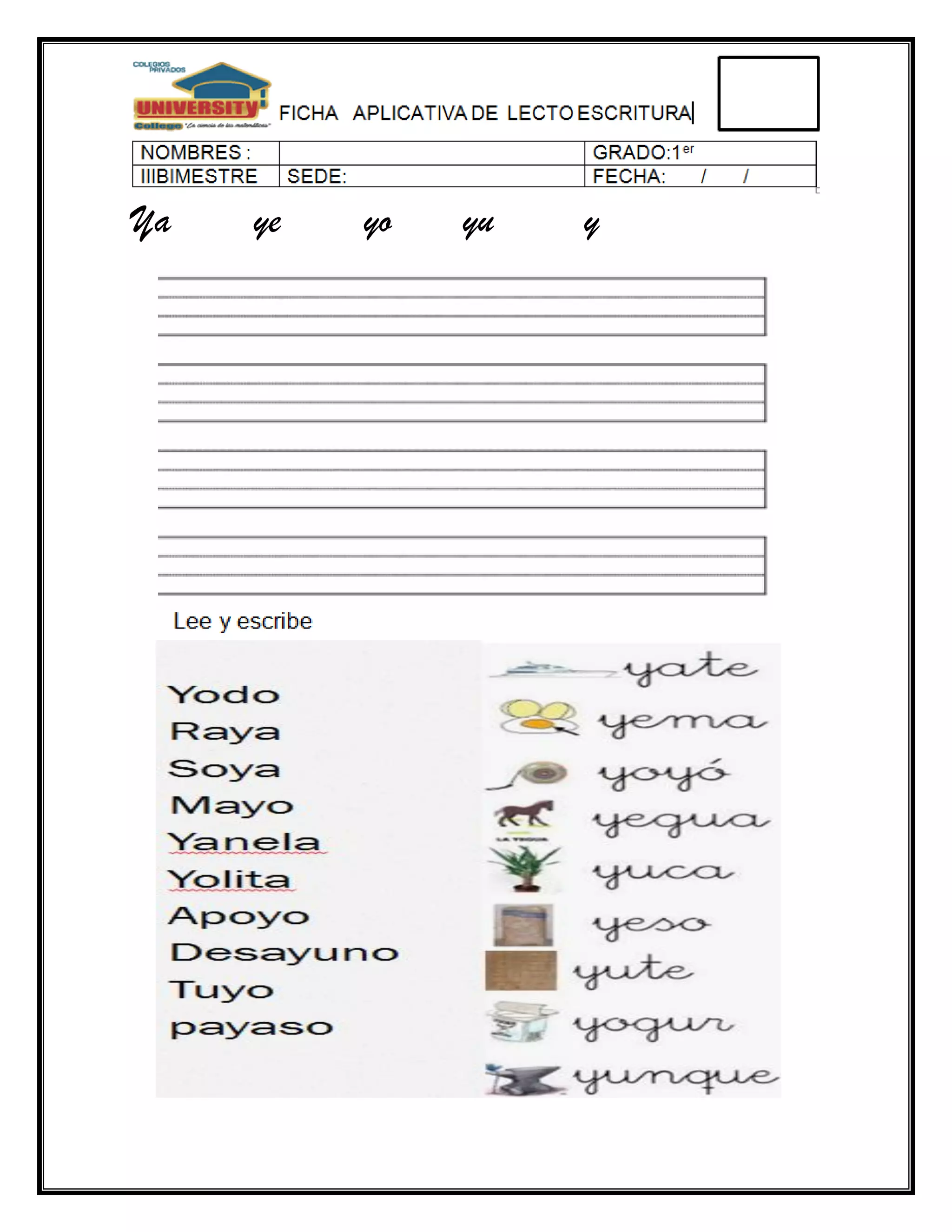 Las consonantes ll ,y ficha | PDF