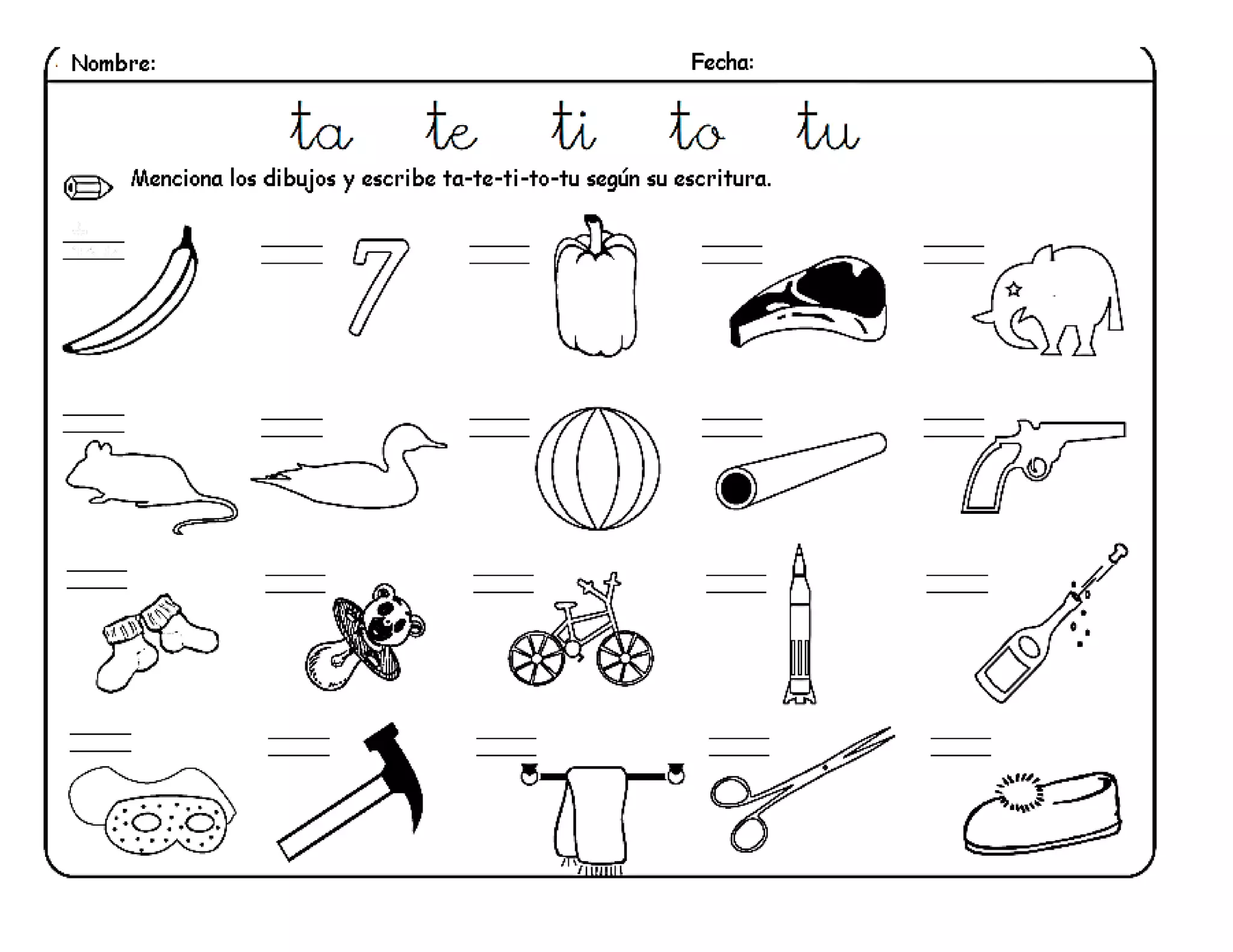 Las consonantes m, p, s, l, t, n y d | DOCX