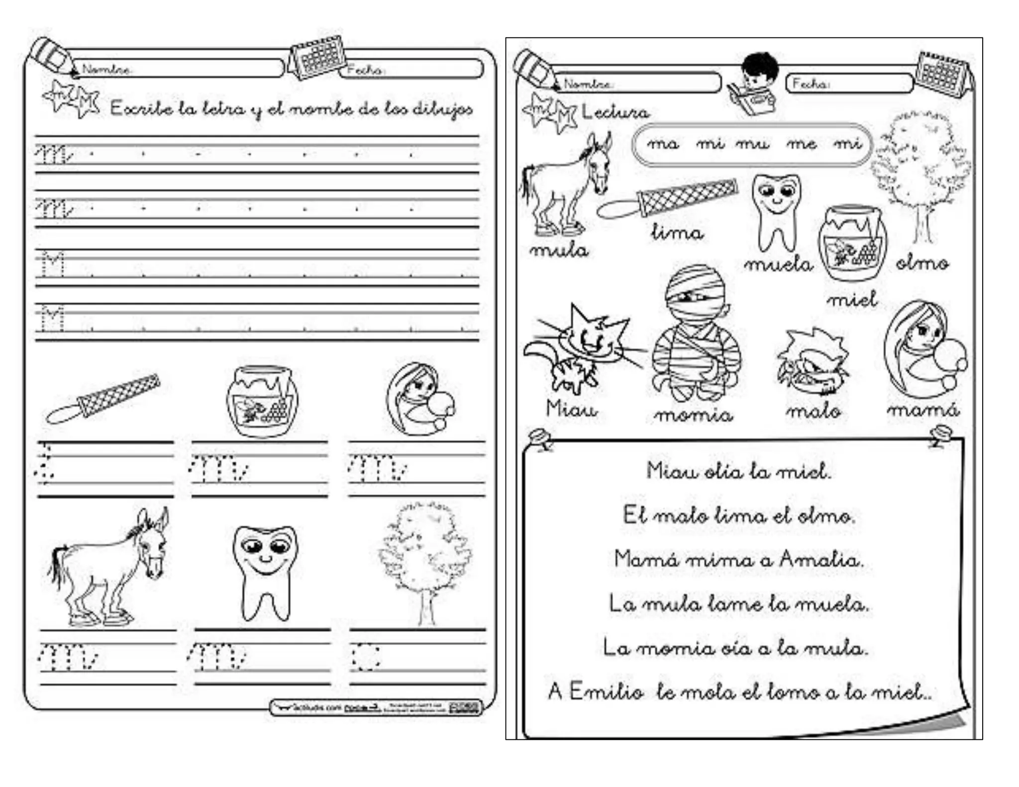 Las consonantes m, p, s, l, t, n y d | DOCX