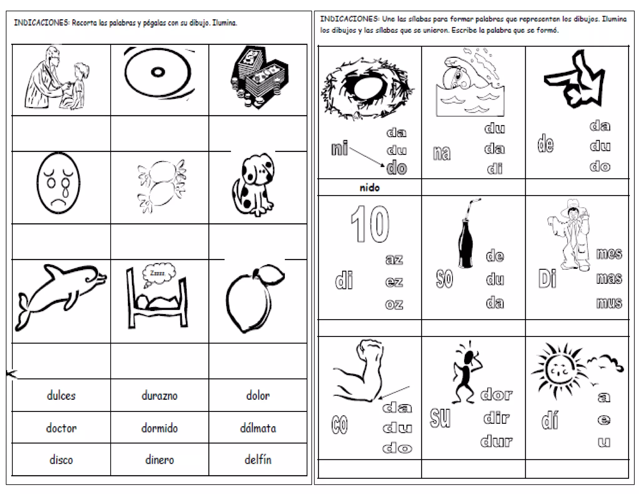 Las consonantes m, p, s, l, t, n y d | DOCX