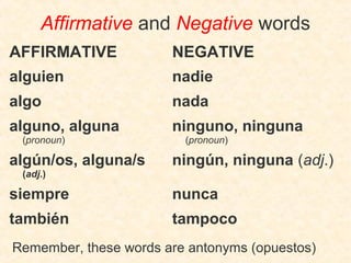 Las construcciones negativas | PPT