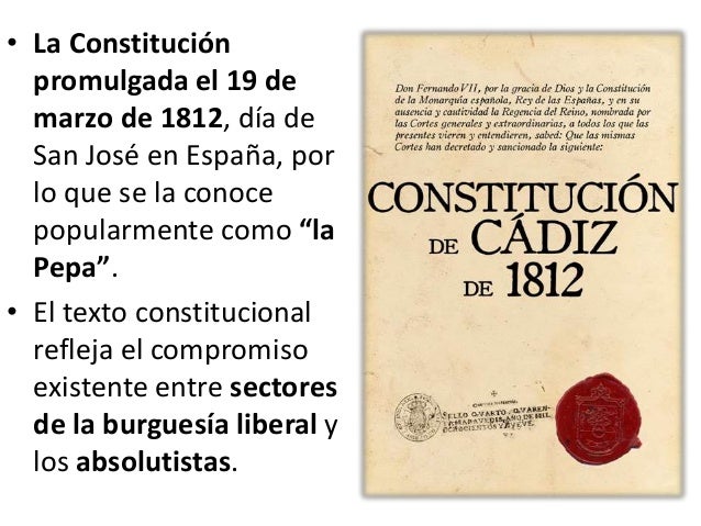 Las cortes de cádiz constitución 1812