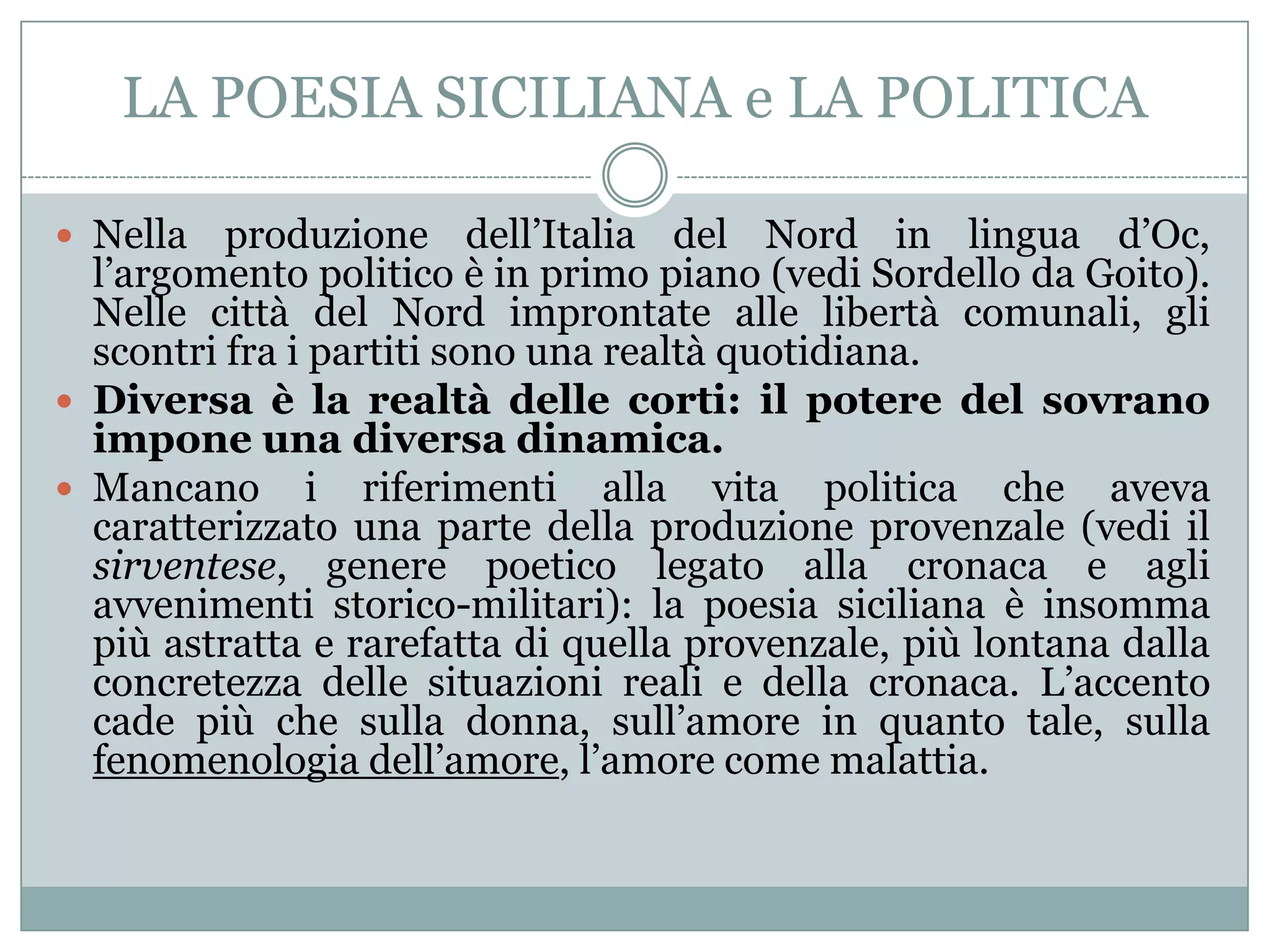 La scuola poetica siciliana - Prof. Zenoni | PPTX