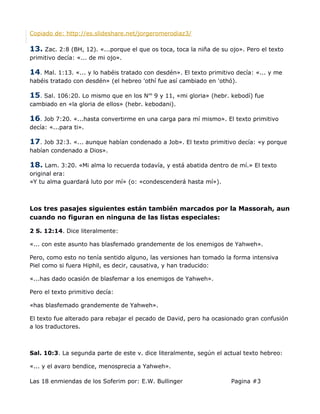 Las Dieciocho Enmiendas de los Soferim | PDF