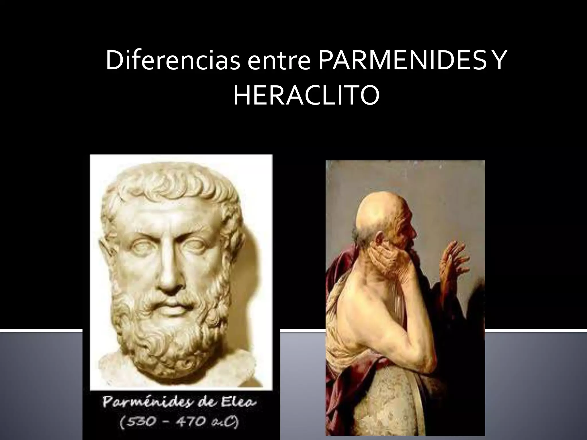 Las diferencias de HERACLITO Y PARMENIDES | PPTX